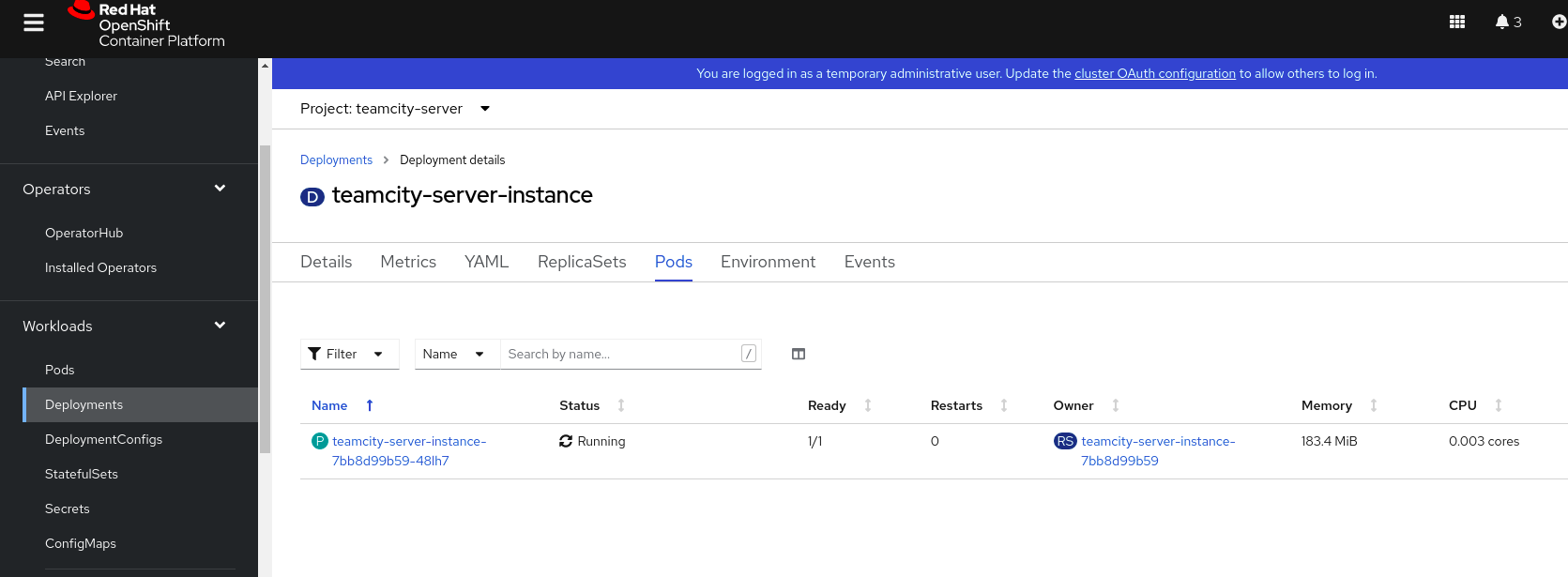Openshift Teamcity Example This Repo Provides An Example Of How To Run The Teamcity Ci Server
