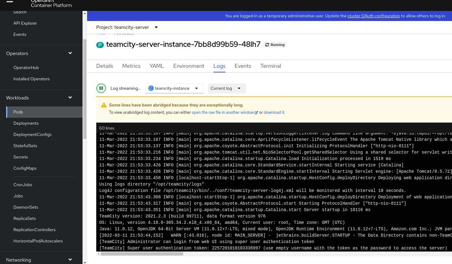 Openshift Teamcity Example This Repo Provides An Example Of How To Run The Teamcity Ci Server